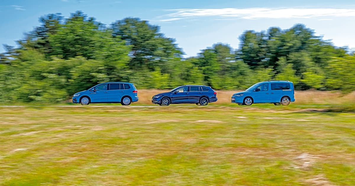 VW Caddy vs. VW Golf Variant vs. VW Touran: Blaumänner aus ...