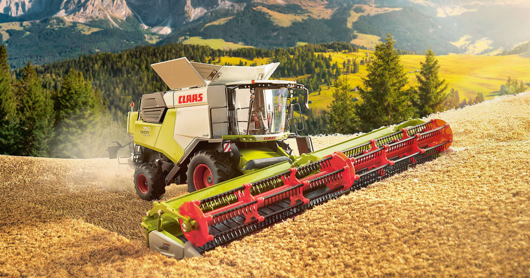 Echt schräg: Claas Trion 750 Montana/Convio Flex von Wiking in 1:32 ...