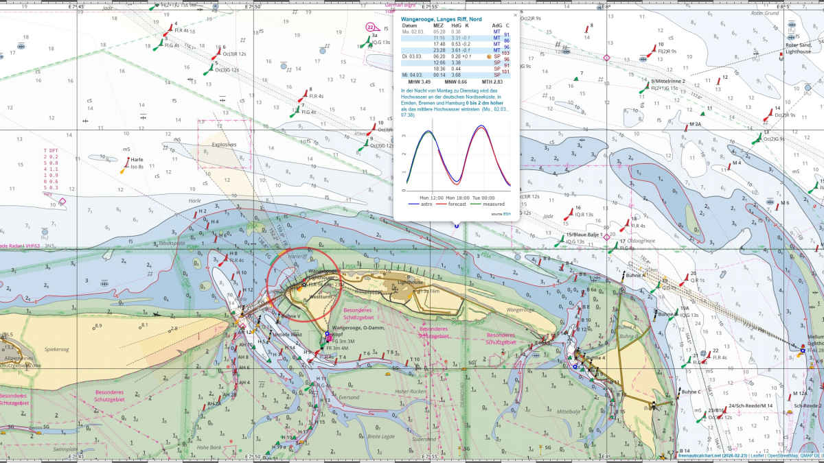Free online nautical chart: Freenauticalchart.net with BSH data | BOOTE