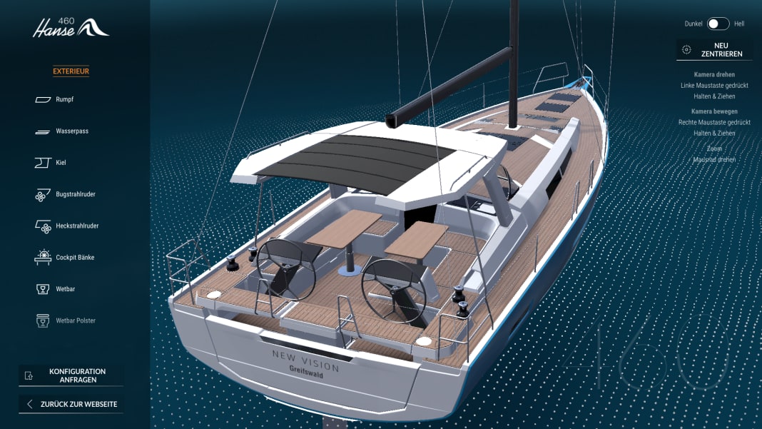 Configurator for Hanse 460: Design equipment and appearance in 3D | YACHT