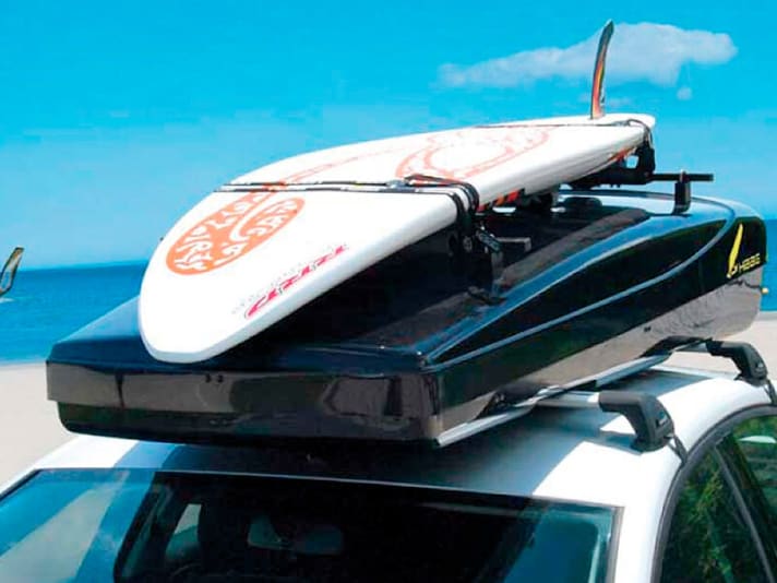 Roof box and surfboard store