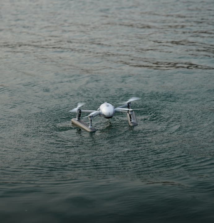 On board toy Poweregg X camera drone flies in wind and weather YACHT